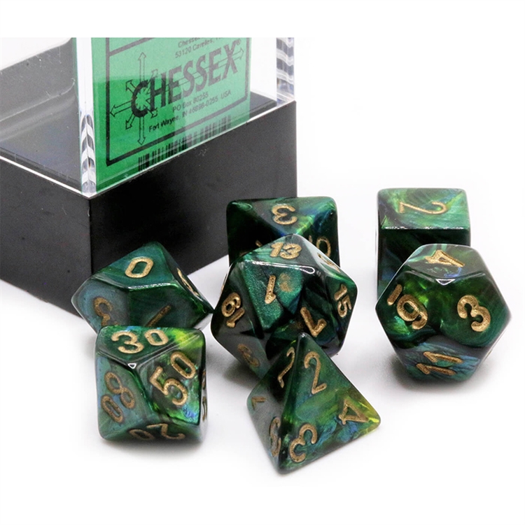 Buy Mini Dice Scarab: Jade/Gold 7-Die Set at King Games